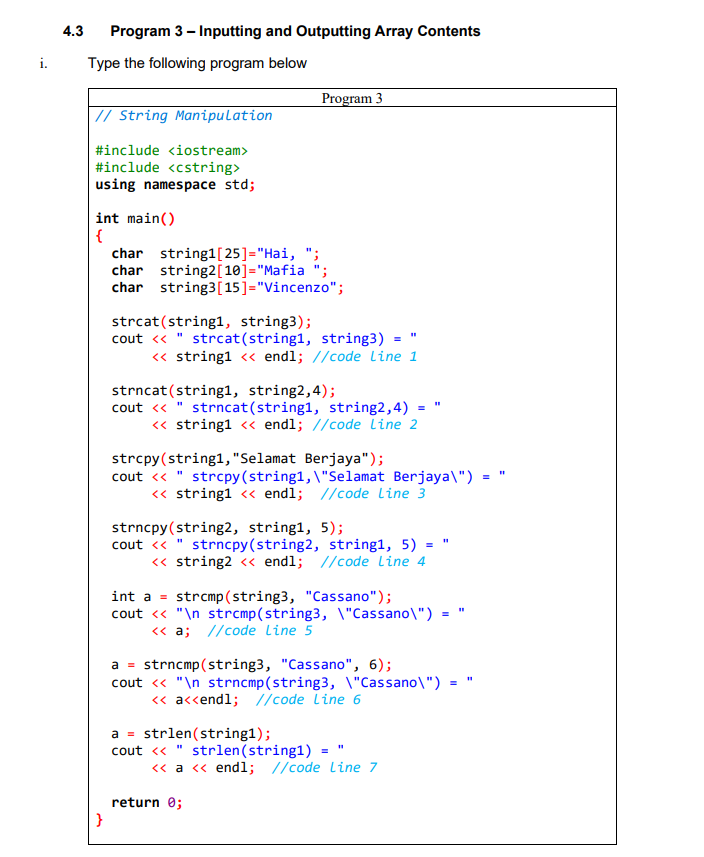 Solved i. 4.3 Program 3 – Inputting and Outputting Array | Chegg.com