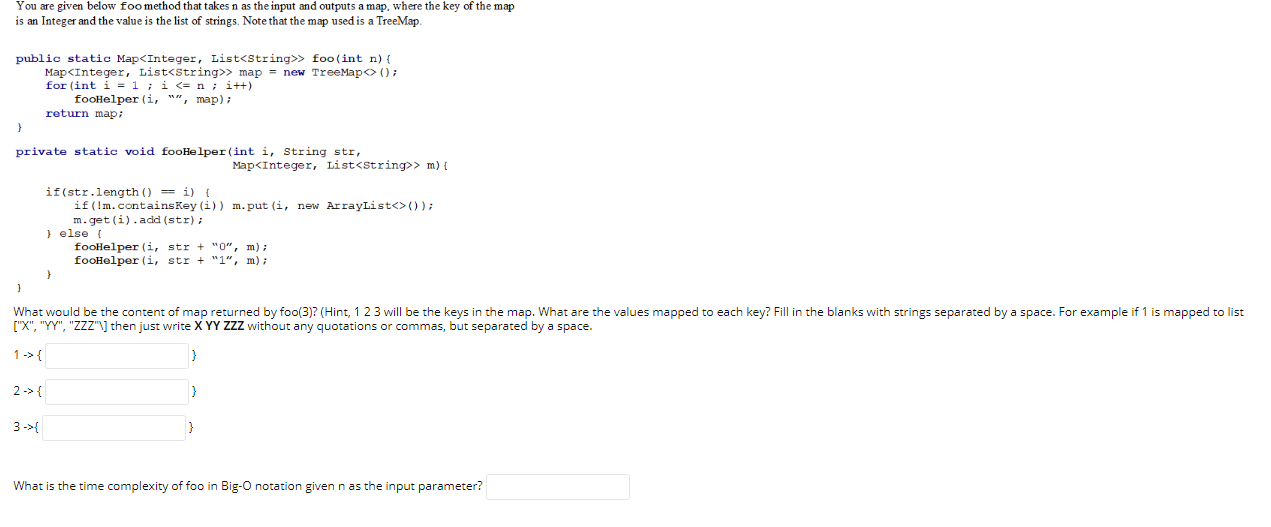 Solved You are given below foo method that takes n as the | Chegg.com