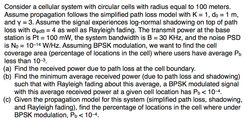 Consider a cellular system with circular cells with | Chegg.com