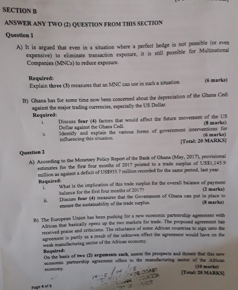 SECTION B ANSWER ANY TWo (2) QUESTION FROM THIS | Chegg.com