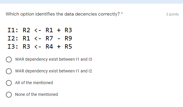 Solved Which option identifies the data decencies | Chegg.com