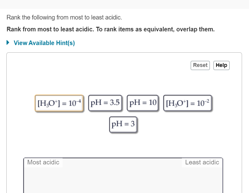 Solved Rank the following from most to least acidic. Rank | Chegg.com