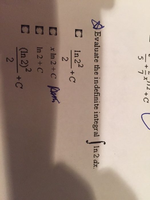 Solved Evaluate the indefinite integral integral ln 2 dx. | Chegg.com
