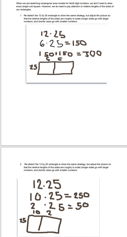 Solved When we are sketching rectangular area models for | Chegg.com