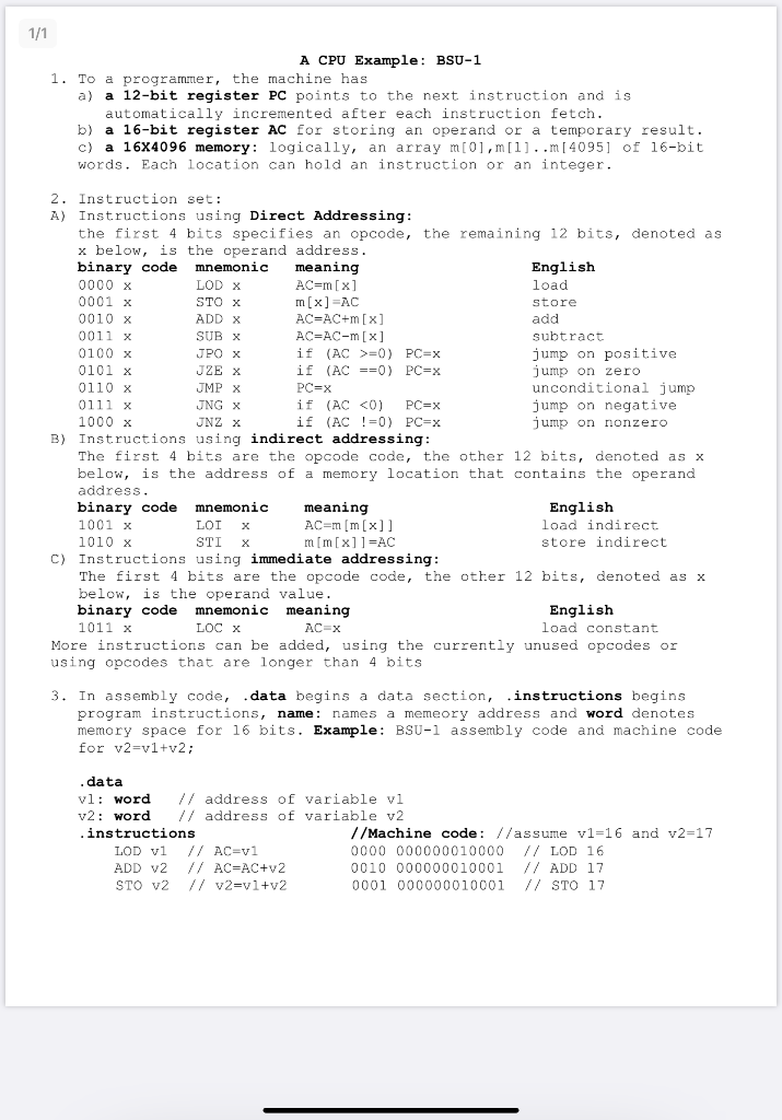 Solved Write BSU-1 assembly code for the following | Chegg.com
