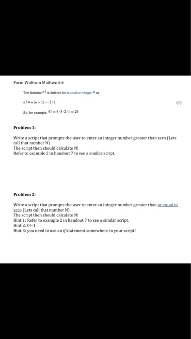 Solved Form Wolfram Mathworld The factorial n! is defined | Chegg.com