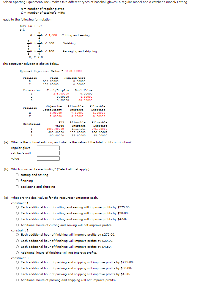 Solved Kelson Sporting Equipment, Inc., makes two different | Chegg.com