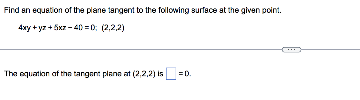 Solved Find an equation of the plane tangent to the | Chegg.com
