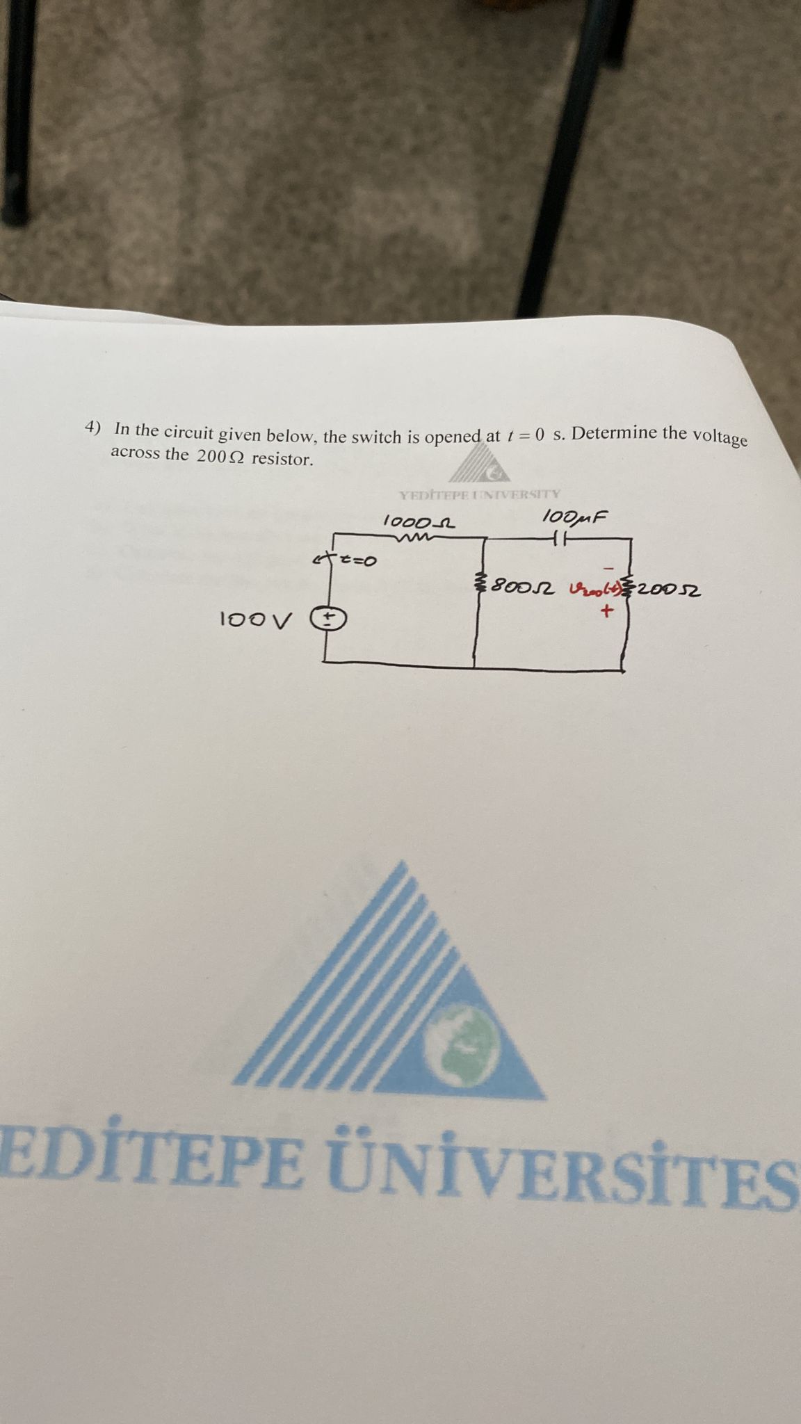 Solved In the circuit given below, the switch is opened at | Chegg.com
