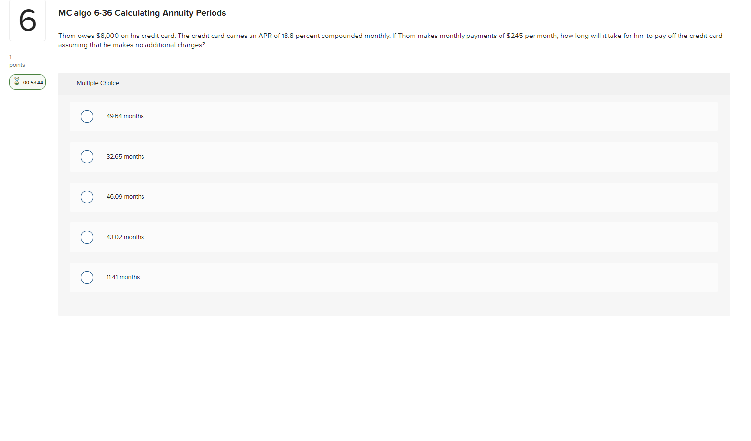 Solved MC algo 6-36 Calculating Annuity Periods 6 Thom owes | Chegg.com