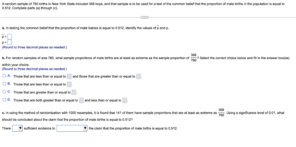 Solved A random sample of 760 births in New York State | Chegg.com