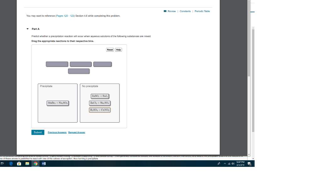 Solved Predict whether a precipitation reaction will occur | Chegg.com