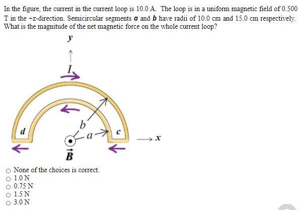 Solved In the figure, the current in the current loop is | Chegg.com