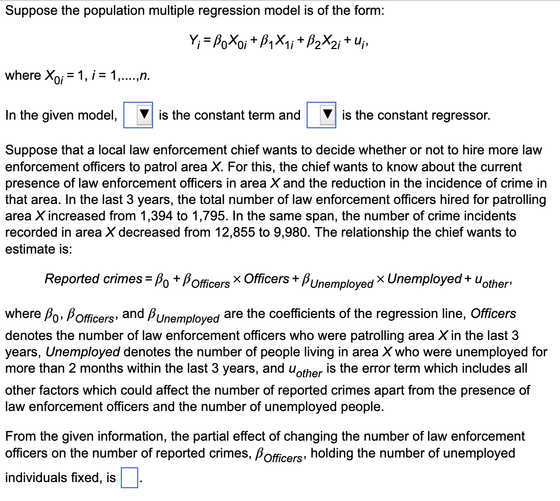 Solved Suppose the population multiple regression model is | Chegg.com