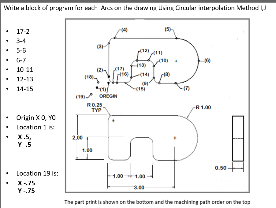Solved Write a block of program for each Arcs on the drawing | Chegg.com