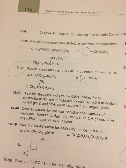 Solved Give an acceptable name (IUPAC or common) for each | Chegg.com