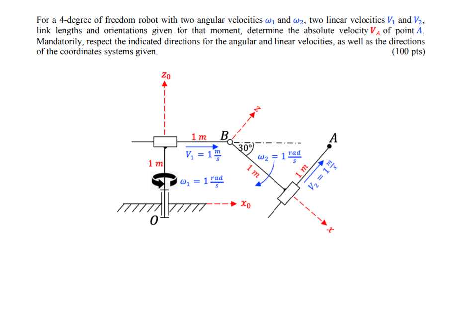 Solved For a 4-degree of freedom robot with two angular | Chegg.com