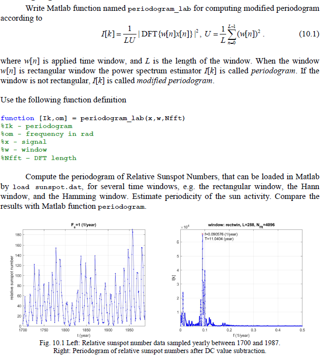 Write Matlab function named periodogram_lab for | Chegg.com