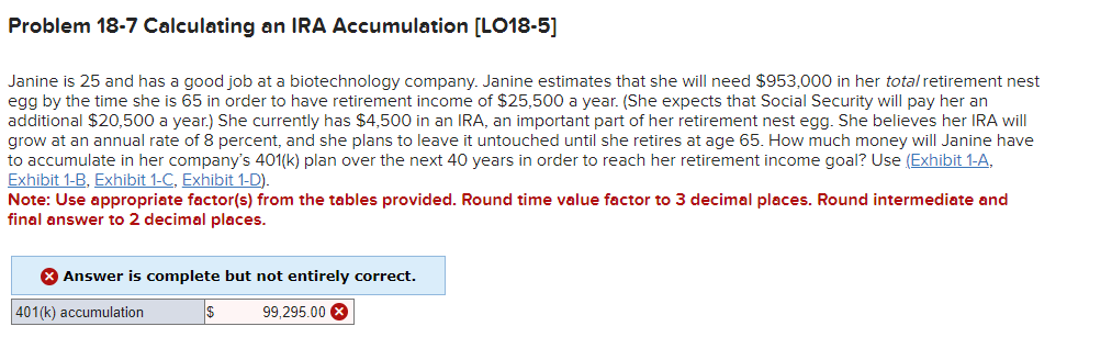 Solved Problem 18-7 ﻿Calculating an IRA Accumulation | Chegg.com