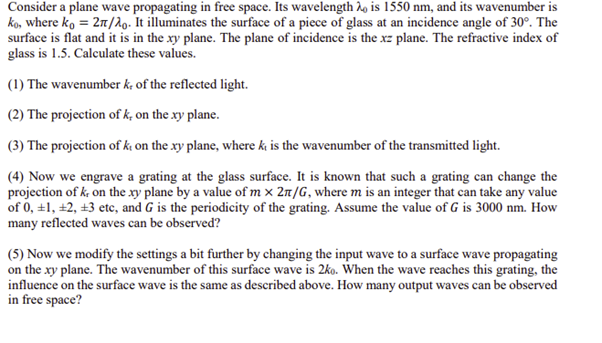 Consider a plane wave propagating in free space. Its | Chegg.com
