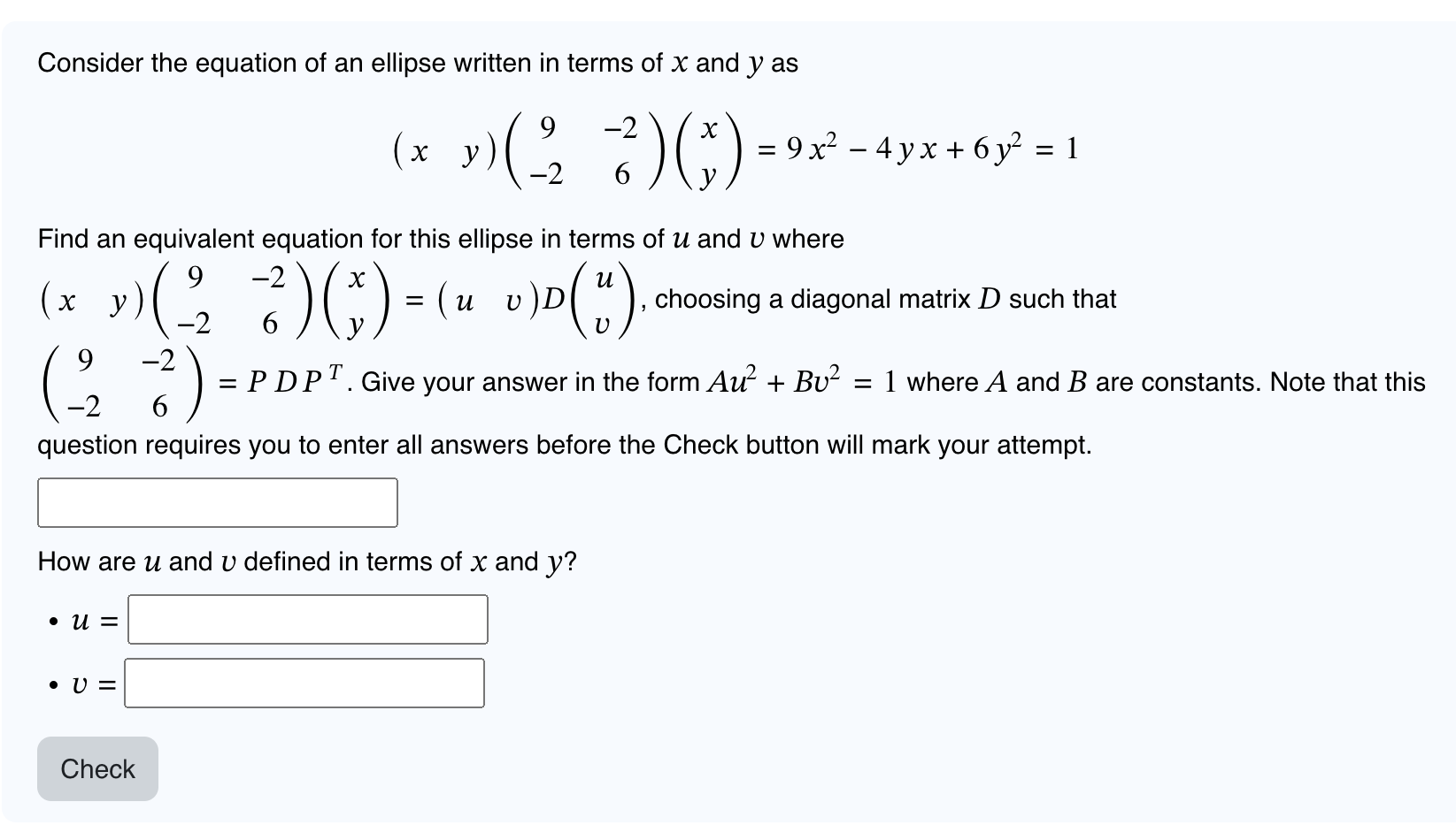 Solved Consider the equation of an ellipse written in terms | Chegg.com