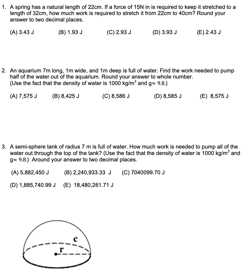 Solved A spring has a natural length of 22 cm. If a force of | Chegg.com