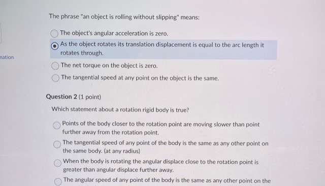 Solved The phrase "an object is rolling without slipping" | Chegg.com
