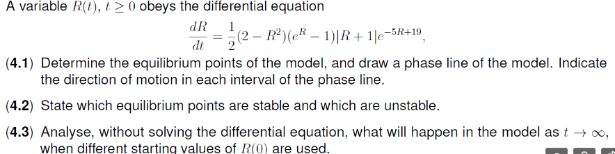 Solved A variable R(t),t≥0 obeys the differential equation | Chegg.com