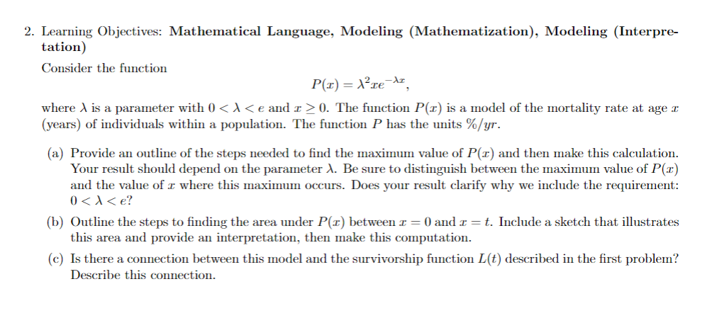 Learning Objectives: Mathematical Language, Modeling | Chegg.com