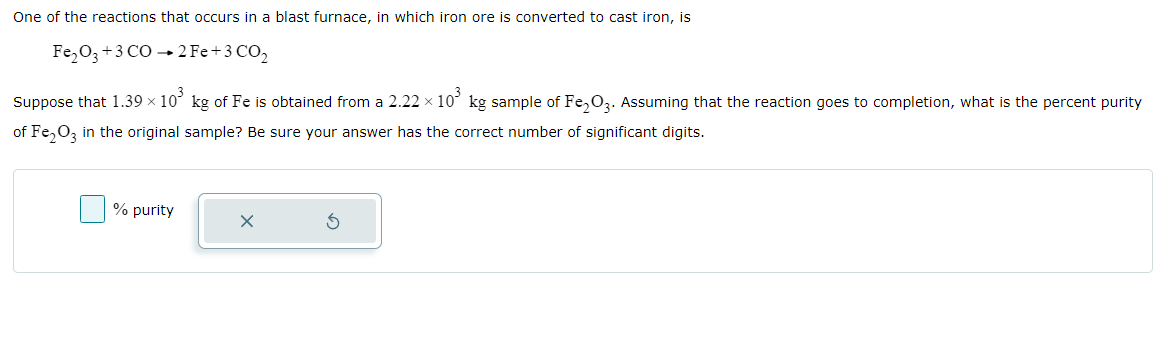 Solved One Of The Reactions That Occurs In A Blast Furnace