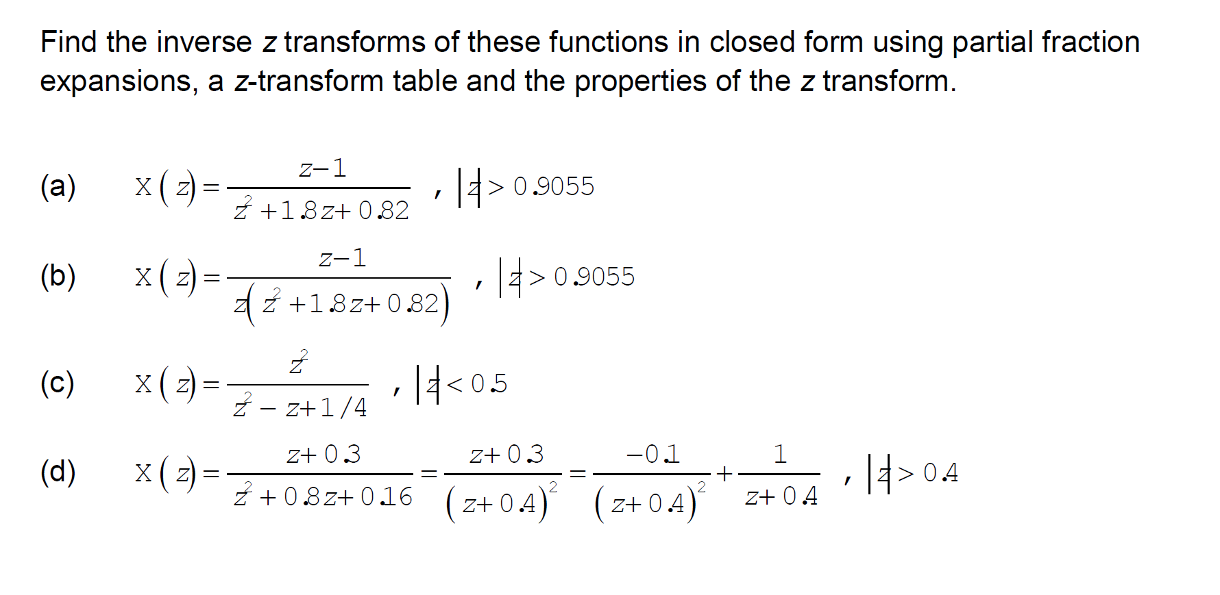 Find the inverse z transforms of these functions in | Chegg.com