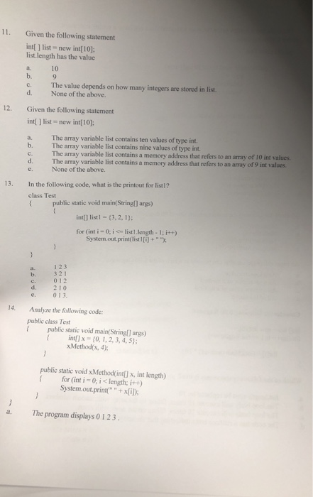 Solved Which Of The Following Are Valid Array Declarations
