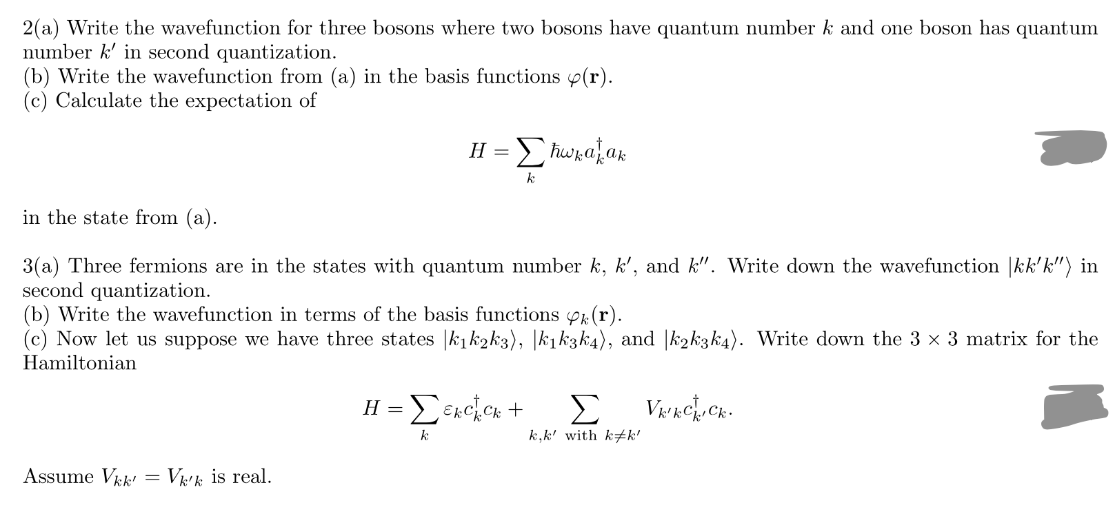 2(a) Write the wavefunction for three bosons where | Chegg.com