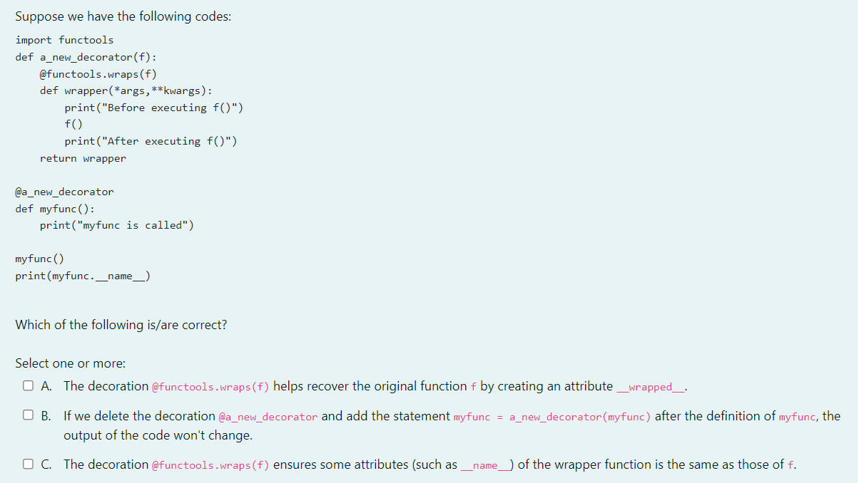 Solved Suppose we have the following codes: import functools | Chegg.com