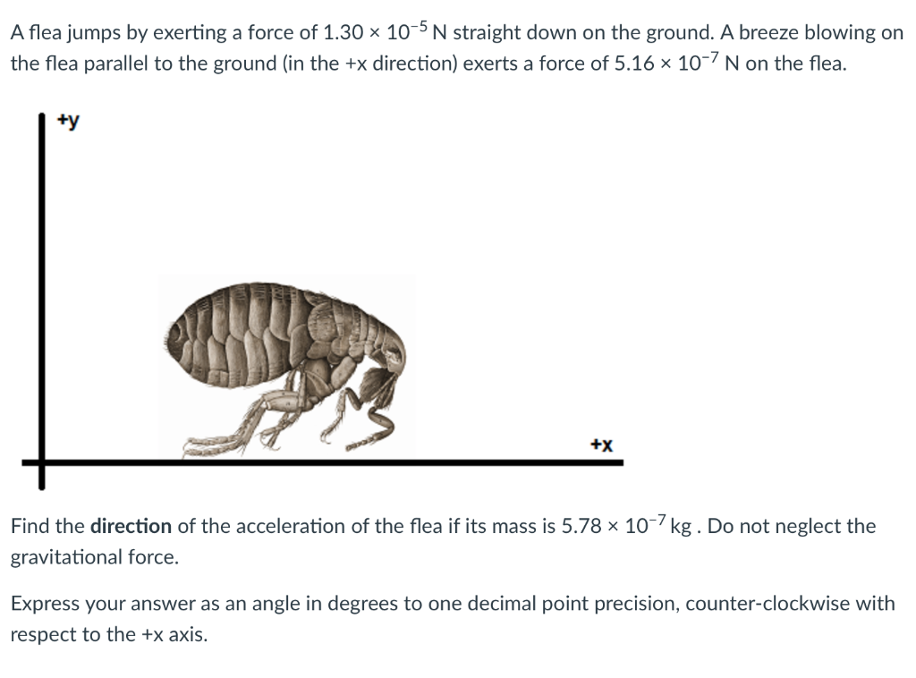 Solved A flea jumps by exerting a force of 1.30 ~ 10-5 N | Chegg.com