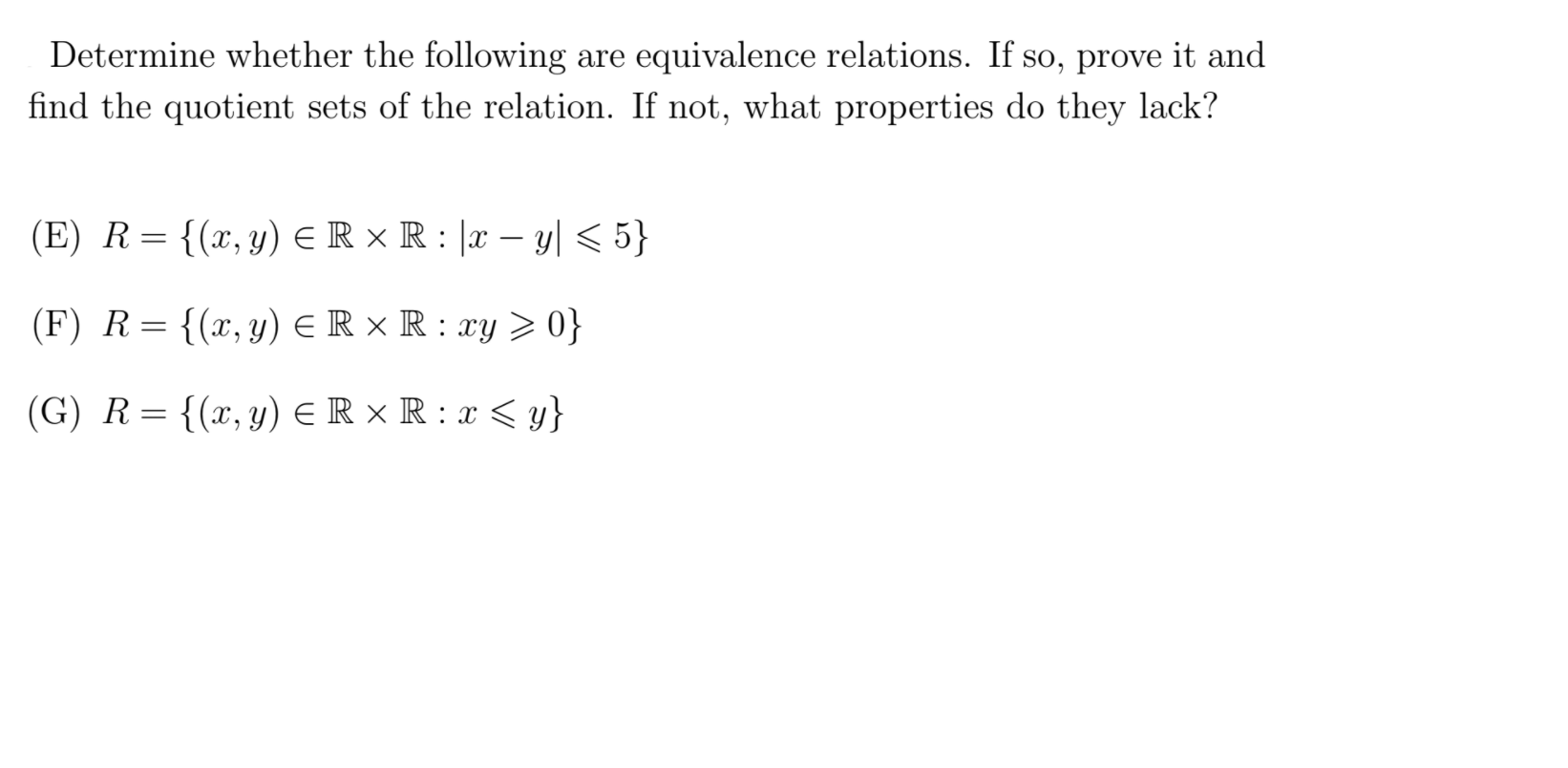 Solved Determine whether the following are equivalence | Chegg.com
