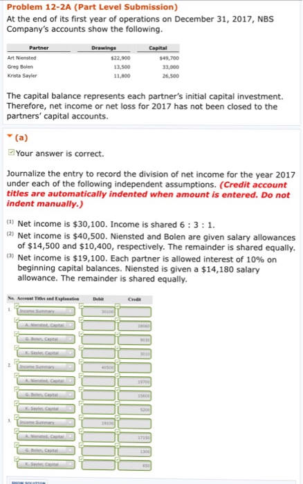 Solved Problem 12-2A (Part Level Submission) At the end of | Chegg.com