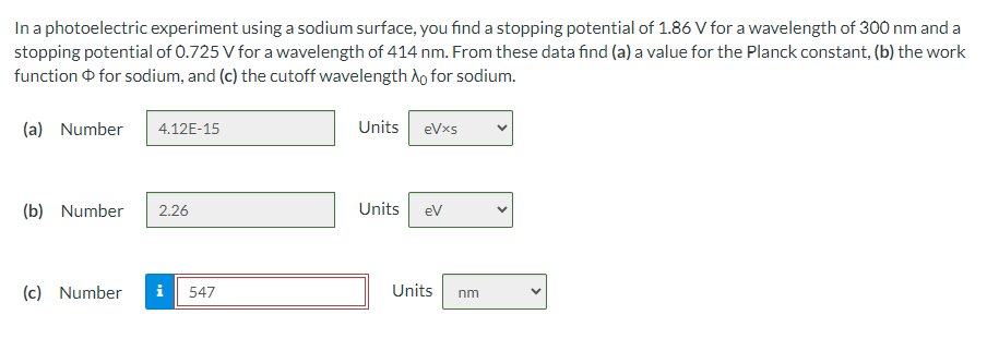 Solved In a photoelectric experiment using a sodium surface, | Chegg.com