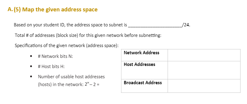 Solved just using 73.65.10.0/24 as IP address space to | Chegg.com