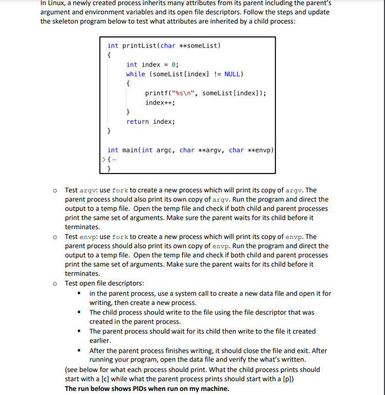 Solved In Linux, a newly created process inherits many | Chegg.com