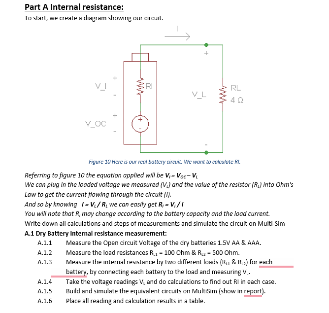 Solved Part A Internal resistance: To start, we create a | Chegg.com