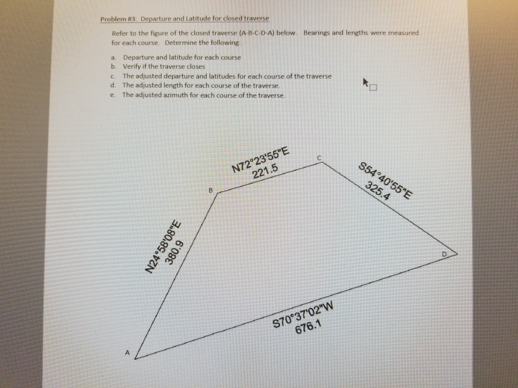 Solved Determine 1 Departure And Latitude For Each Course