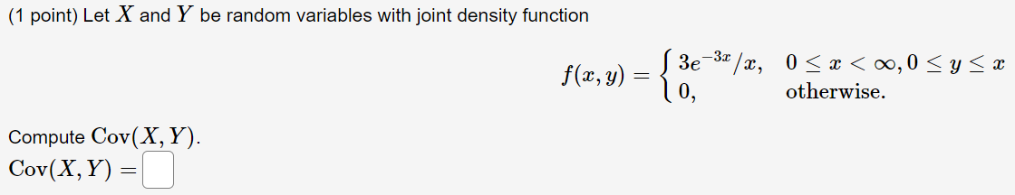 Solved (1 point) Let X and Y be random variables with joint | Chegg.com