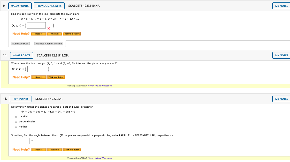 Solved 0/9.09 POINTS PREVIOUS ANSWERS SCALCET8 12.5.510.XP. | Chegg.com