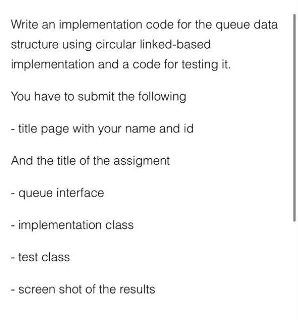 Solved Write an implementation code for the qu structure | Chegg.com