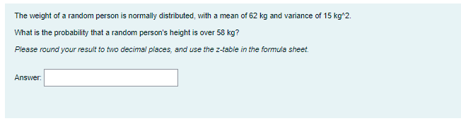 Solved The weight of a random person is normally | Chegg.com
