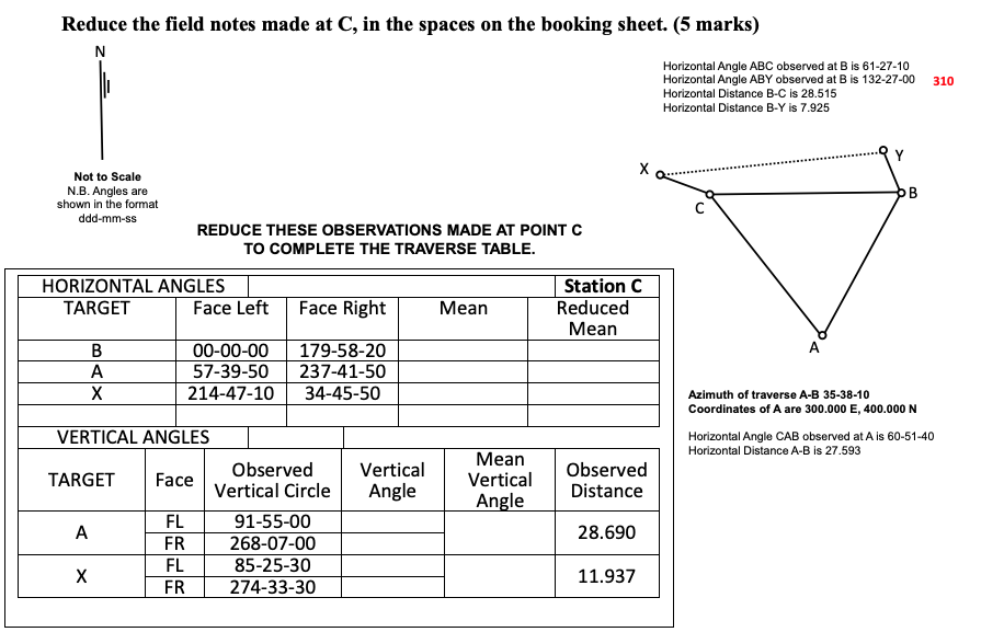 Solved A closed traverse was run from A to B, then C and | Chegg.com