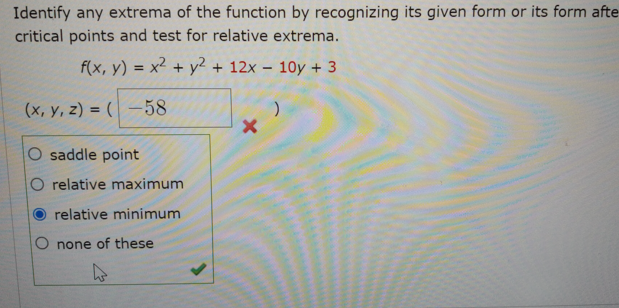 Solved Identify any extrema of the function by recognizing | Chegg.com