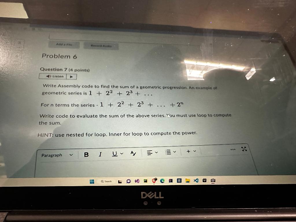 Solved Write Assembly code to find the sum of a geometric | Chegg.com
