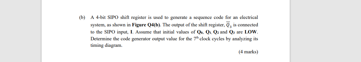 Solved (b) A 4-bit SIPO shift register is used to generate a | Chegg.com
